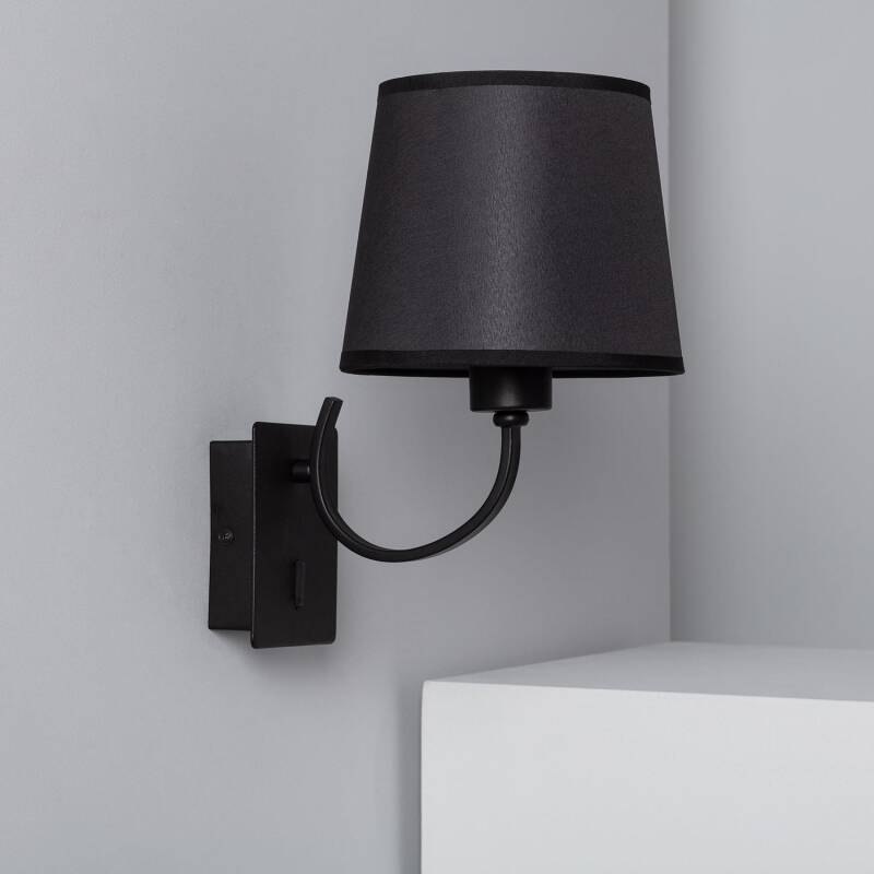 Edit Kuombi Metal Wall Light with Fabric Shade - Black - Online Lighting