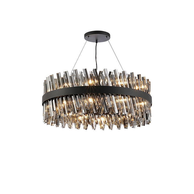 Detroit 800 Glass Chandelier - Satin Black with Smoked Glass - Online ...