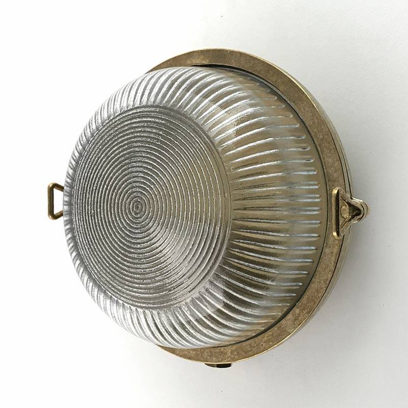 Westport Coastal Shell Outdoor Flush Wall Light - Brass - Online Lighting