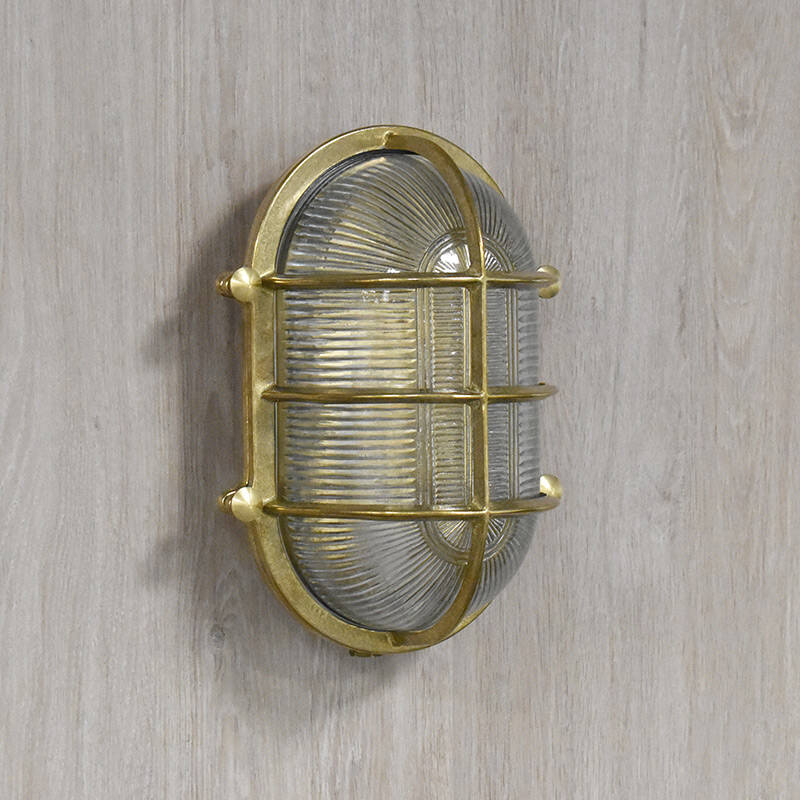 Westport Coastal Bow Outdoor Flush Wall Light - Brass - Online Lighting